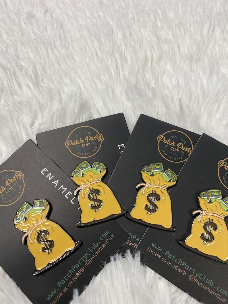 NEW "bag of Money" Check a Bag Enamel Pin, Fun Lapel for Jackets, and ...