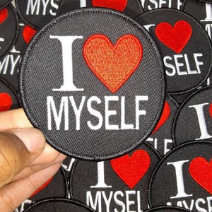 NEW Affirmation Badge,i Love Myself Circular Emblem, Iron on ...