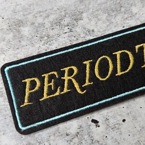 Neon Blue and Metallic Gold, "periodt" Embroidery Patch, Size 4"x2 ...