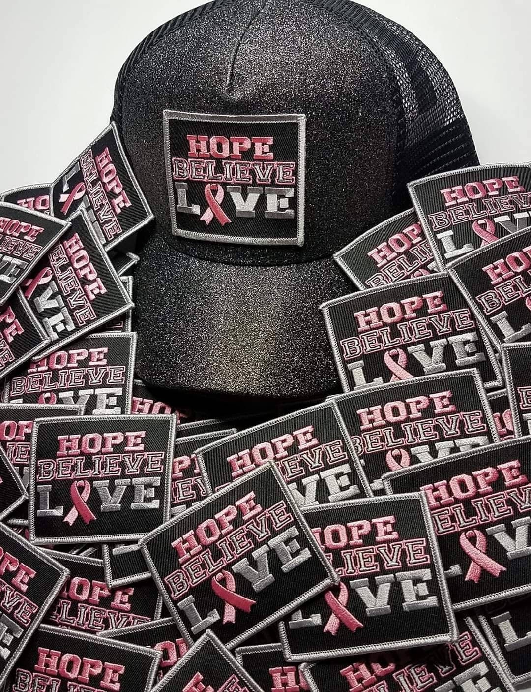 Breast Cancer 3x3-inch Embroidered Patch "hope, Believe, Love" Iron or ...