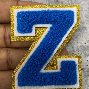 New Arrival, BLUE Chenille, Gold Glitter, W/ White Felt, Size 2.75 ...