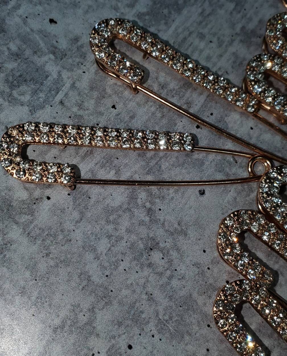 10-pc Set, GOLD Rhinestone Safety Pin Brooches for Clothing ...