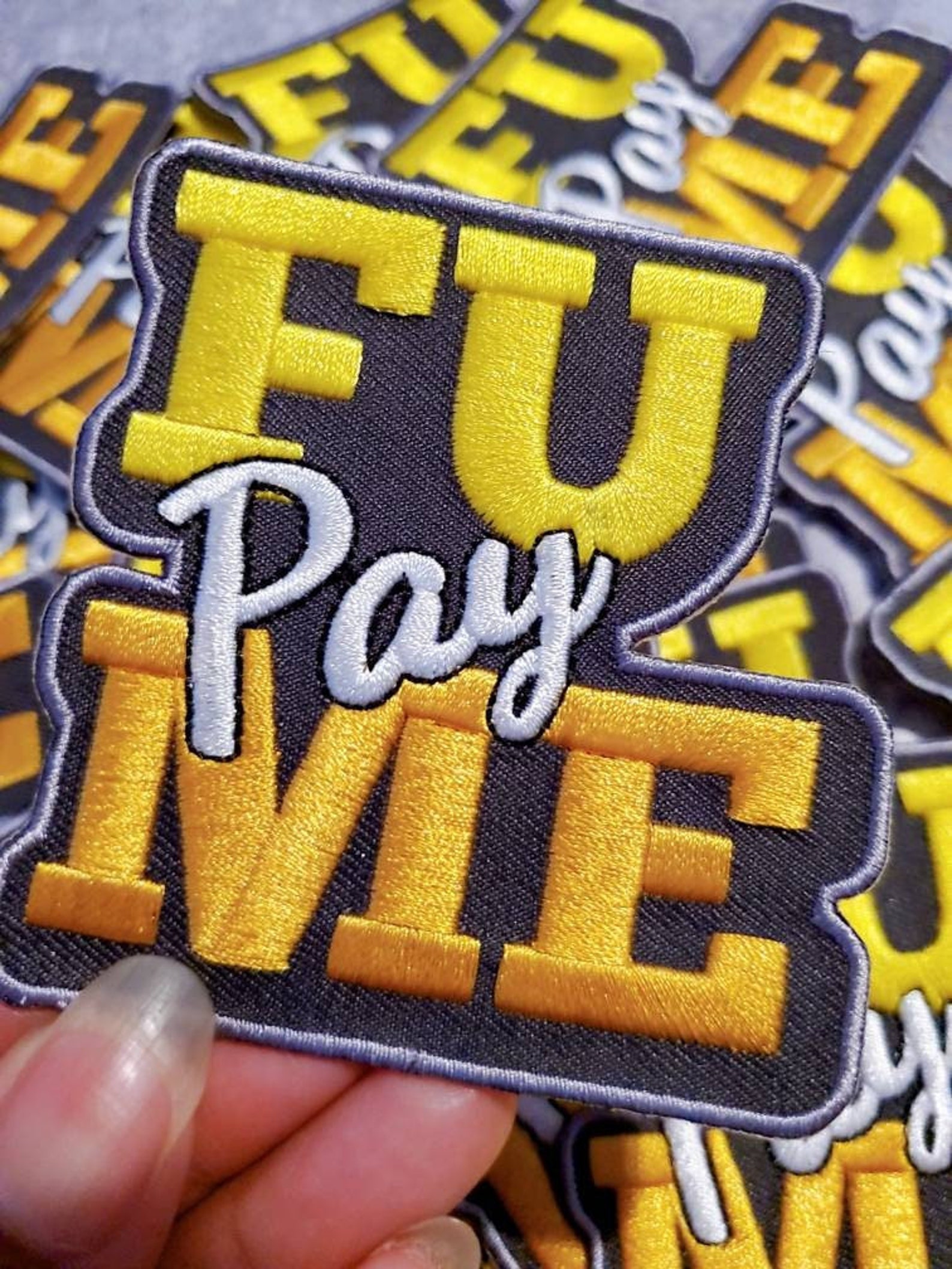 Colorful Iron-on fu Pay Me Size 3 - Etsy