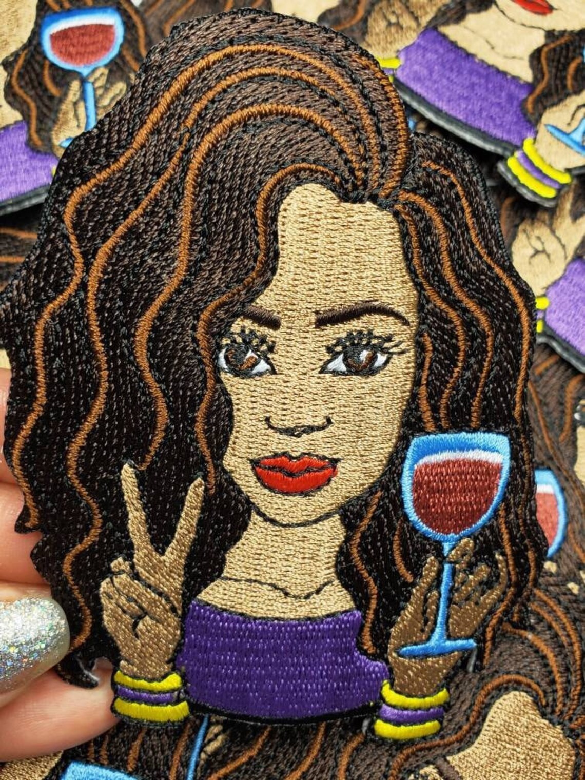 Cute Girl Patch "but First Wine" Iron-on or Sew-on Embroidered 3D ...