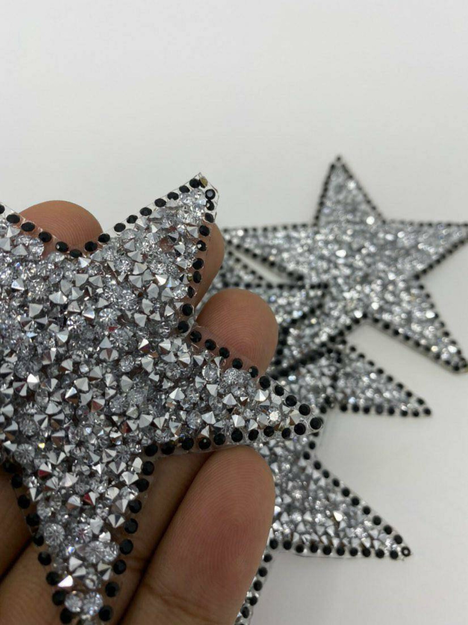 Exclusive, SILVER Rhinestone "star" Bling Patch, Size 3", Cool Applique ...