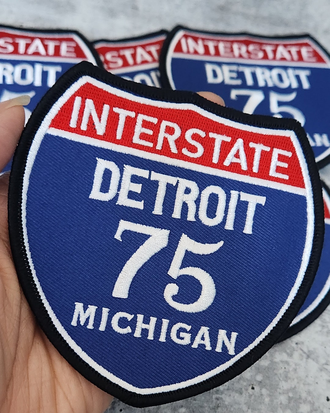 Collectable 1-pc, "detroit 4" Interstate 75" Iron-on Embroidered Patch; Popular Michigan Emblem ...