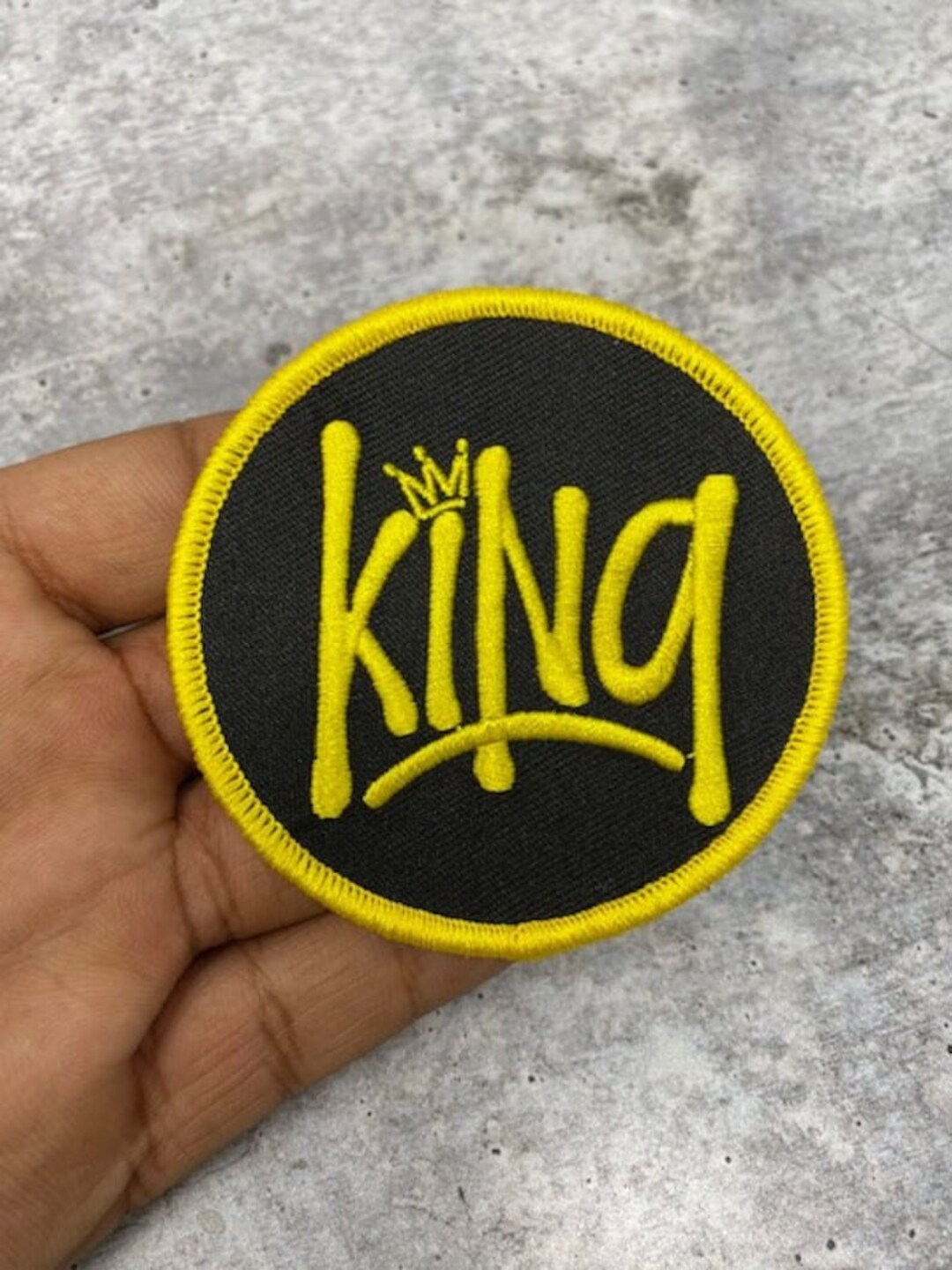 Pro Black "king" Popular Patch, 4-inch Circular Iron-on Embroidered ...