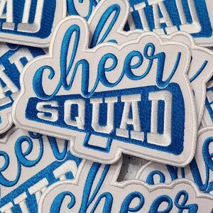Patch Party Club, Blue + White "cheer Squad" Cheerleading Patch, Iron-on Applique for Trucker ...