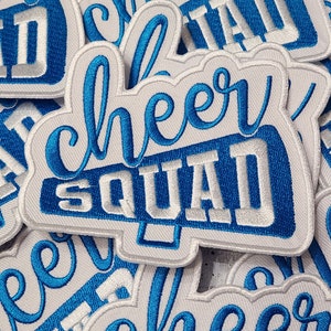 Patch Party Club, Blue + White "cheer Squad" Cheerleading Patch, Iron ...