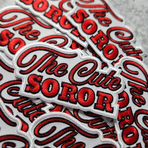 Patch Party Club, "the Cute Soror" (RED & WHITE) (1-pc) 4" Iron-on Embroidered Patch, Trucker ...