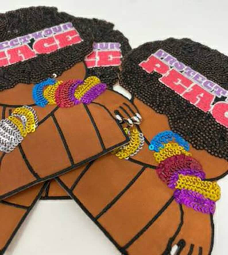 New, "protect Your Peace" Sequins, Embroidery, & Satin, 6" Patch, Iron ...