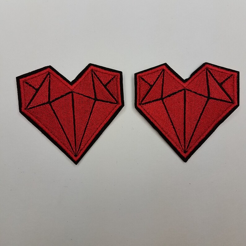 Dope 2-pc Set Red Heart Shaped Diamonds 2-inch Patch Iron - Etsy