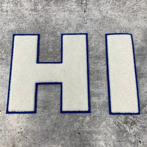 6" Large "white/blue" Varsity Alphabet Patches, Chenille W/felt Letters ...