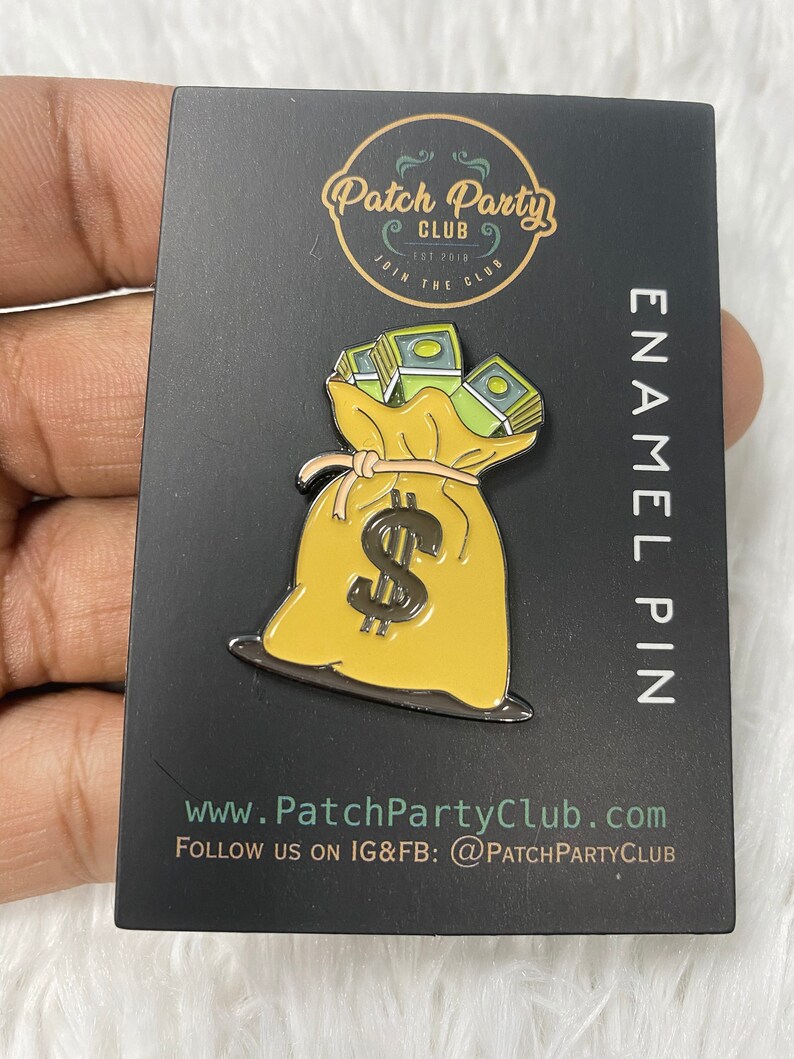 NEW "bag of Money" Check a Bag Enamel Pin, Fun Lapel for Jackets, and ...