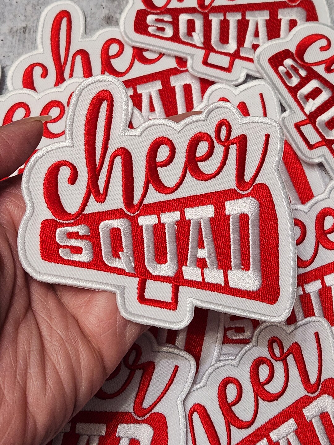 Patch Party Club, Red + White "cheer Squad" Cheerleading Patch, Iron-on ...