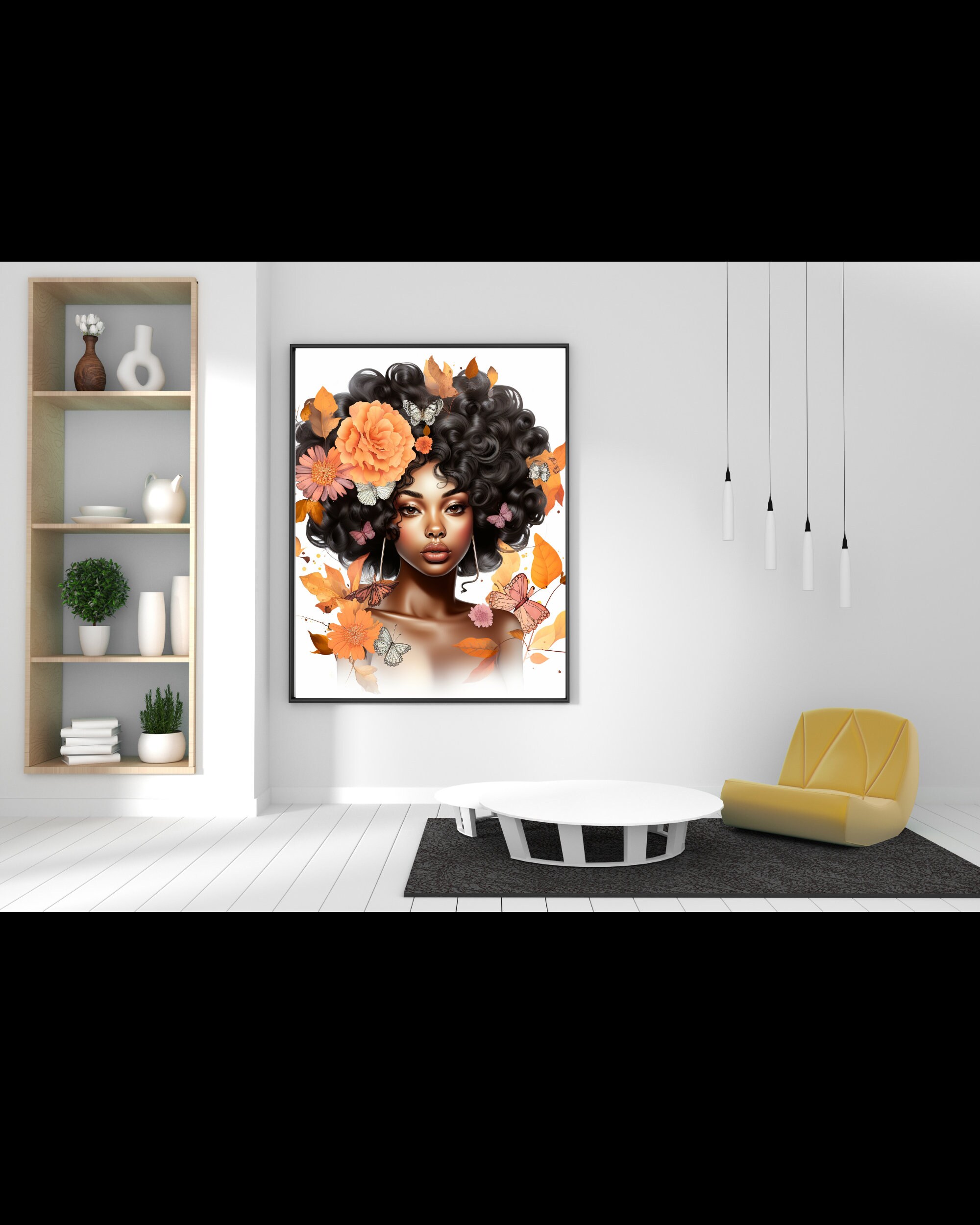 Downloadable: Unique "flower Curls" Afrocentric Art, Digital Art ...