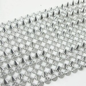 1-yard, DIY Spikes, Studded Mesh, Sew, or Glue On, Pointed Spikes/studs ...