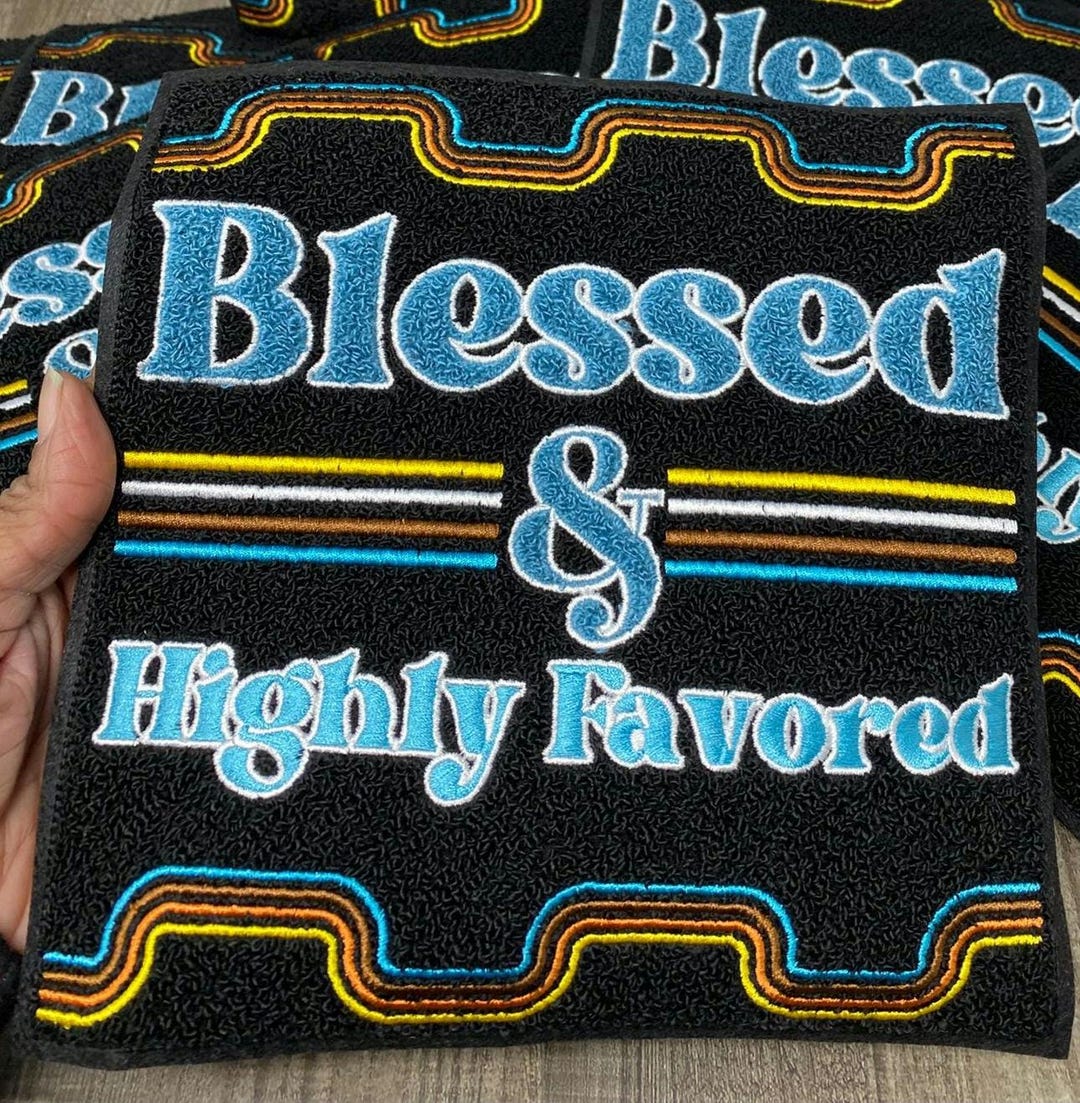 Patch Party Club, (1-pc), Large "blessed & Highly Favored" Chenille ...