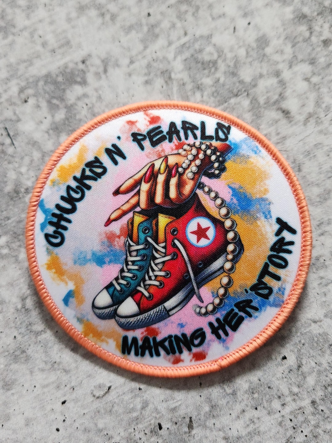 Patch Party Club, (1-pc) Kamala Harris "chucks N Pearls" Digital Print ...