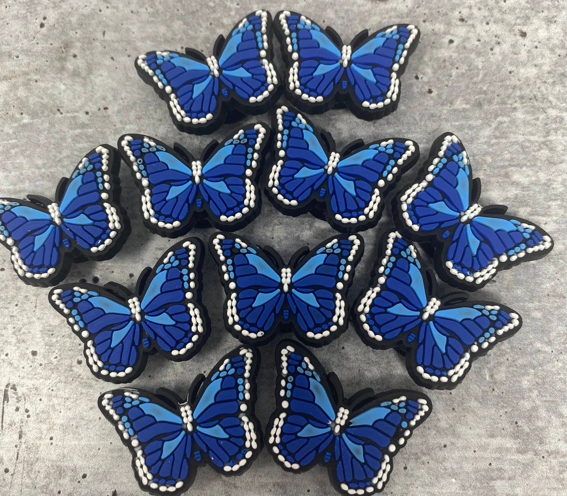 Cute 1-pc Blue butterfly Croc Charm Charms for - Etsy