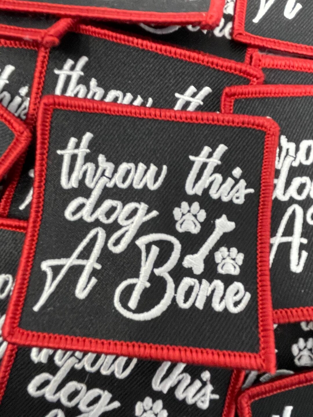 Patched up Pup: "throw This Dog a Bone" Iron-on Embroidered Patch ...