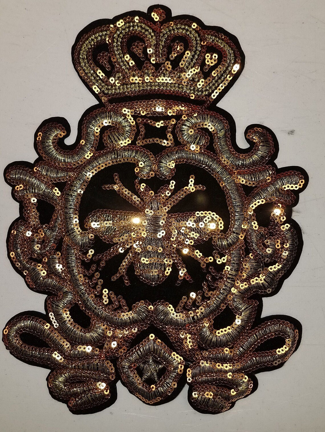 Sequins GOLD Embroidered Patch With Gold Fly SEW ON - Etsy