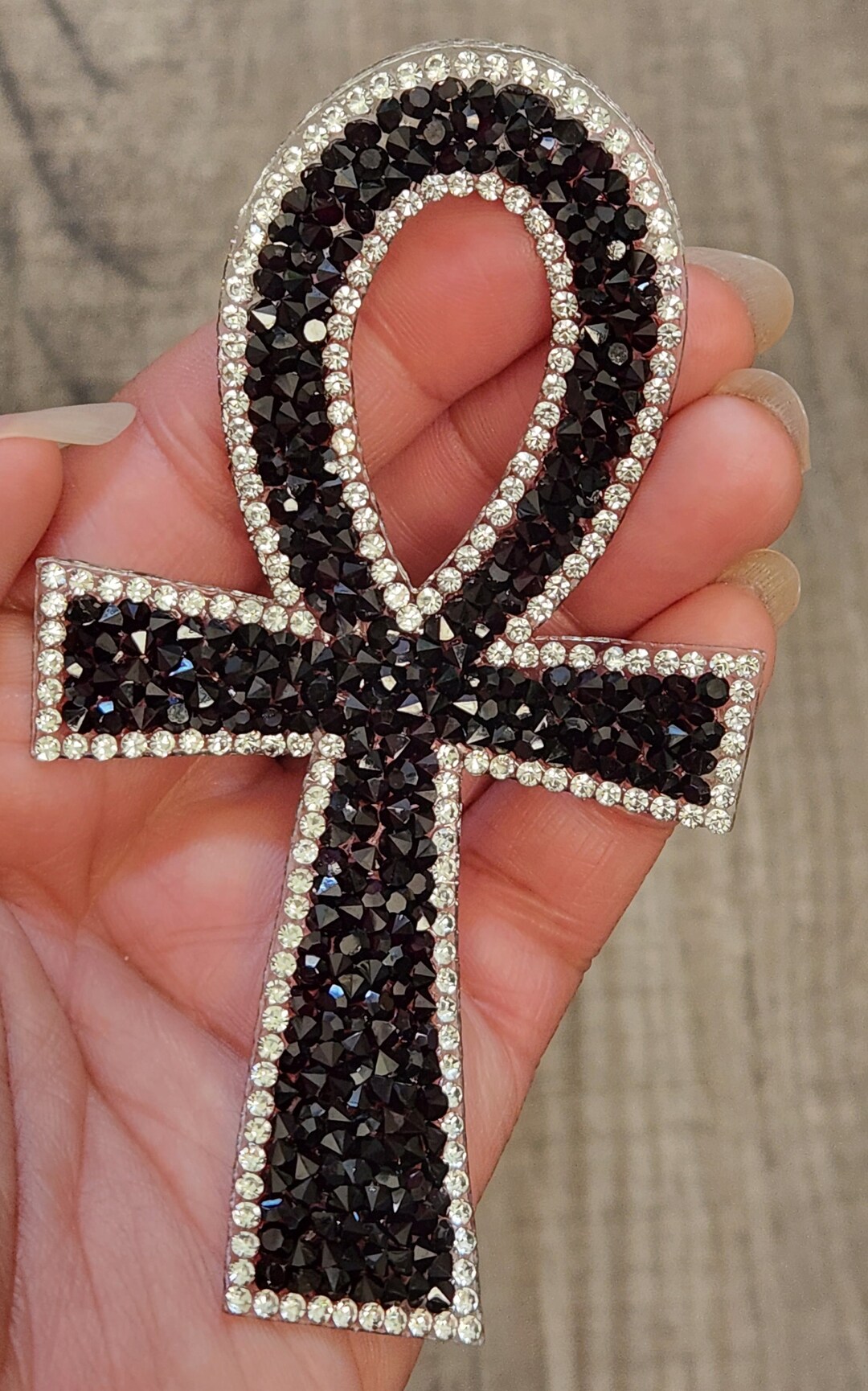 Rhinestone Patch, 4 Rhinestone ankh Patch, 1-pc Black With Crystal ...