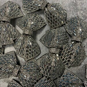 2 Pcs, Blinged Bow-tie; Tufted Patch With Felt Back, Accessorize Shoes ...