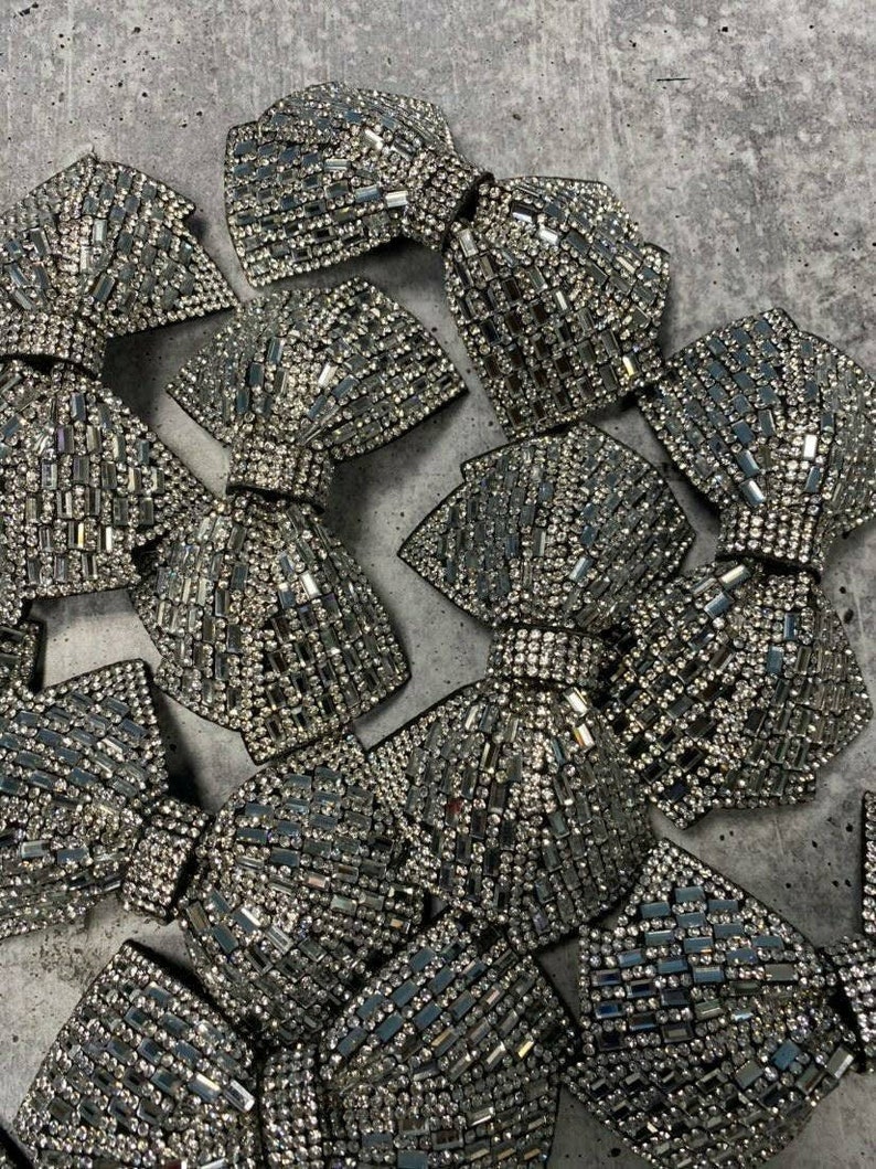 2 Pcs Blinged Bow-tie Tufted Patch With Felt Back - Etsy