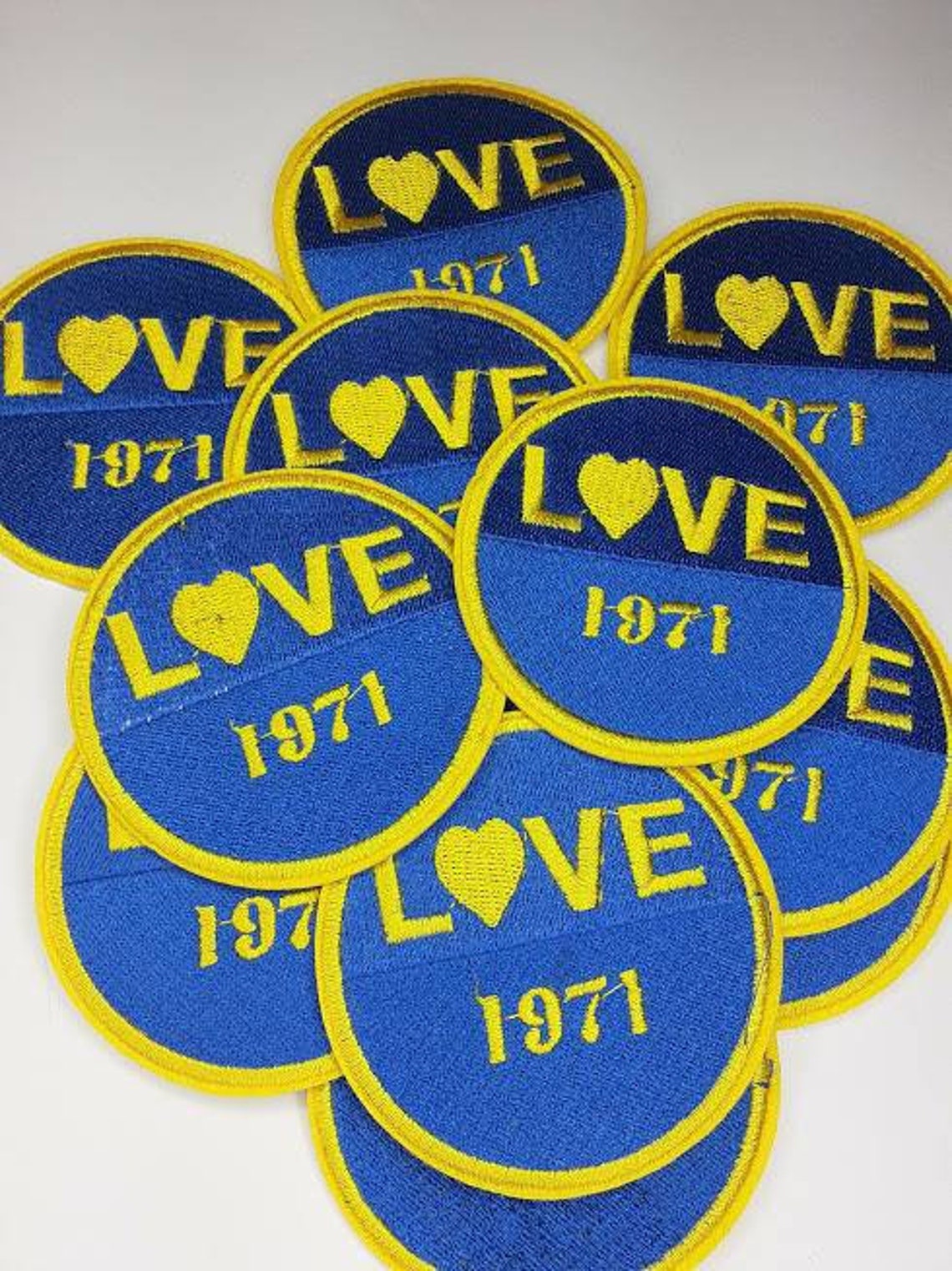 Vintage Blue Circular love 1971 Badge Iron on - Etsy