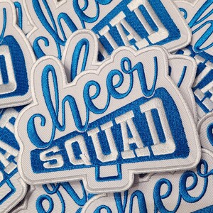 Patch Party Club, Blue + White "cheer Squad" Cheerleading Patch, Iron-on Applique for Trucker ...