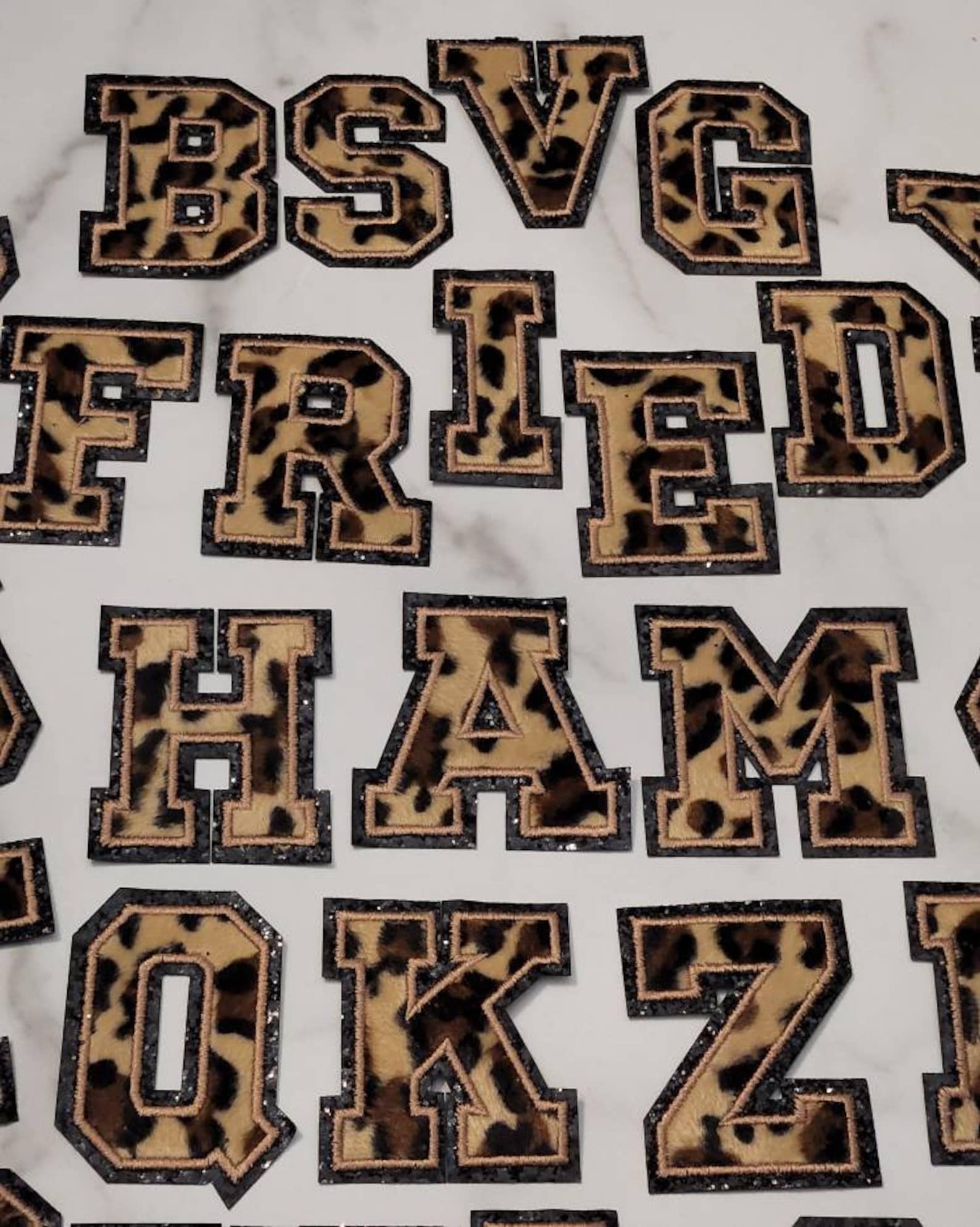 New, LEOPARD Print Letters W/black Glitter, Size 2.75" Varsity Letter ...