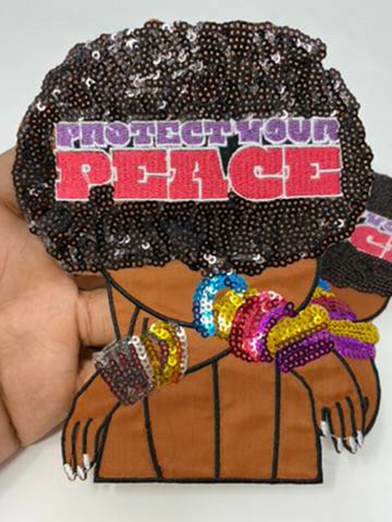 New, "protect Your Peace" Sequins, Embroidery, & Satin, 6" Patch, Iron ...