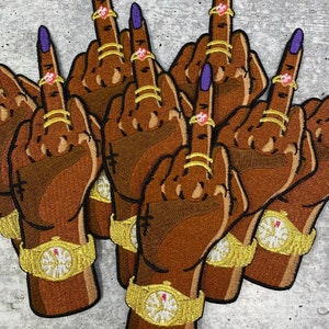 Exclusive, "middle Fingers Up"(1-pc), Gold Watch & Rings, Iron-on ...