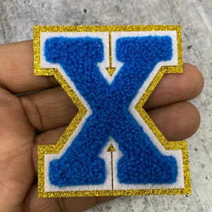 New Arrival, BLUE Chenille, Gold Glitter, W/ White Felt, Size 2.75 ...