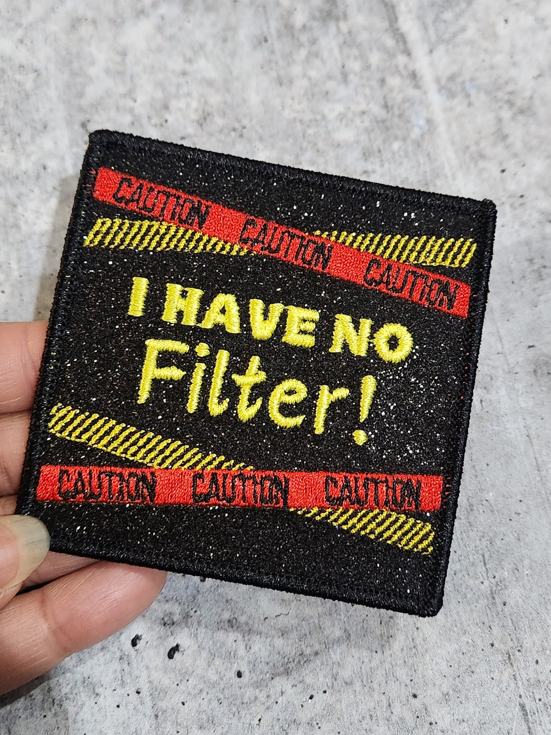 Patch Party Club, 'caution I Have No Filter' (1-pc) Cute Glitter Patch ...