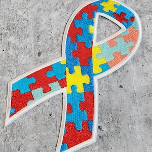 Patch Party Club, unity Ribbon Autism Awareness Puzzle Piece Iron-on ...