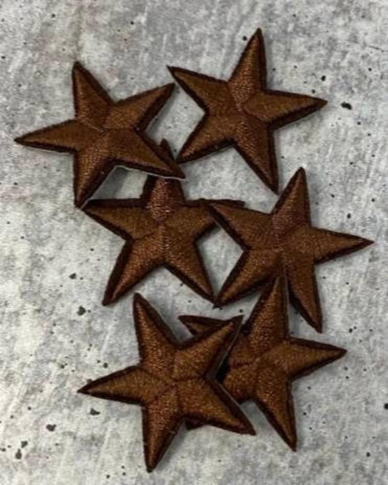 2pc/mini BROWN Star Applique Set, Star Patch, 1" Inch Small Stars, Cool ...