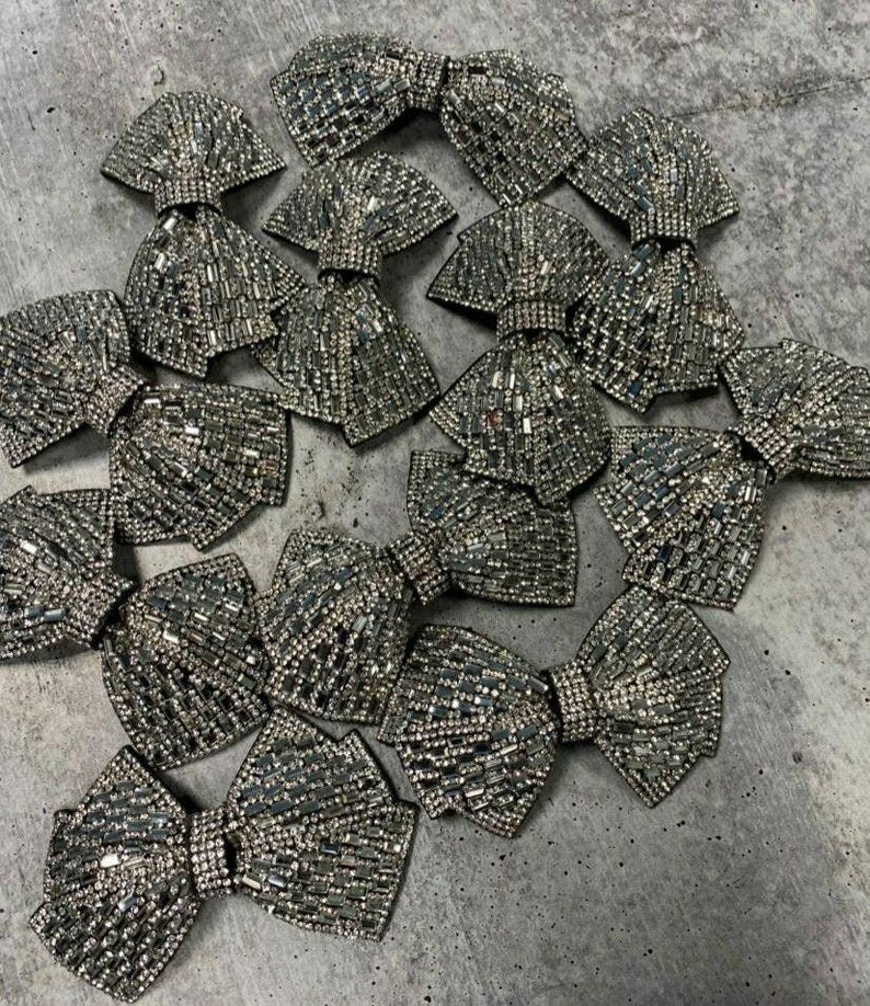 2 Pcs Blinged Bow-tie Tufted Patch With Felt Back - Etsy