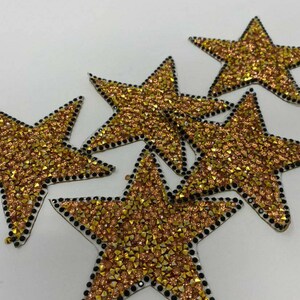 Exclusive, Gold Rhinestone "star" Bling Patch, Size 3", Cool Applique ...