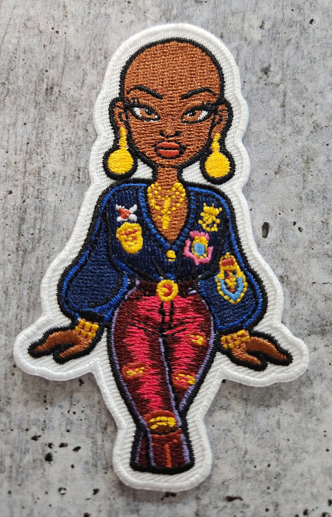 Patch Party Club, "chic Strength" Fashionable & Bald Diva, (1-pc) Iron-on Embroidered Patch ...