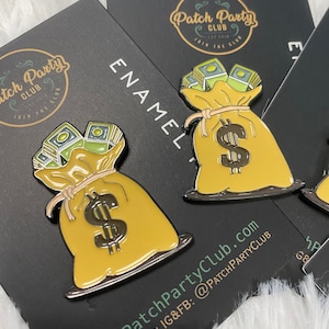 NEW "bag of Money" Check a Bag Enamel Pin, Fun Lapel for Jackets, and ...