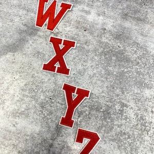 New, "red" 3" Embroidered Letter W/ White Felt, Varsity Letter Patch, 1 ...