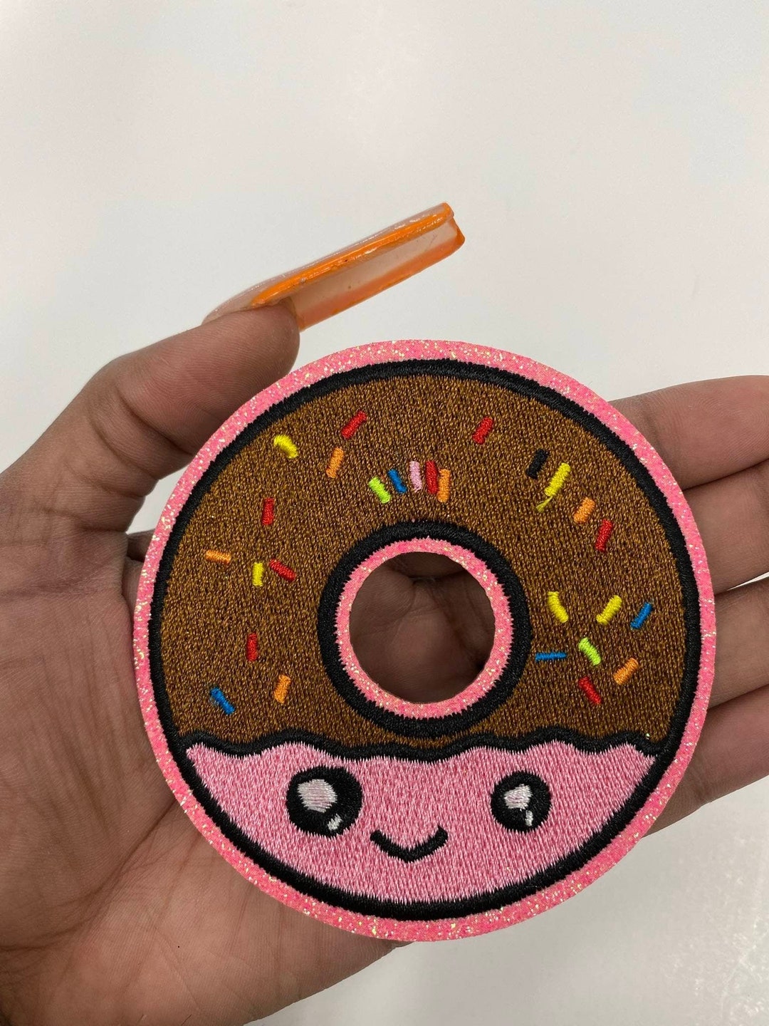 NEW, Adorable 1-pc "sprinkle Donut" Patch W/pink GLITTER, Cute Patch ...