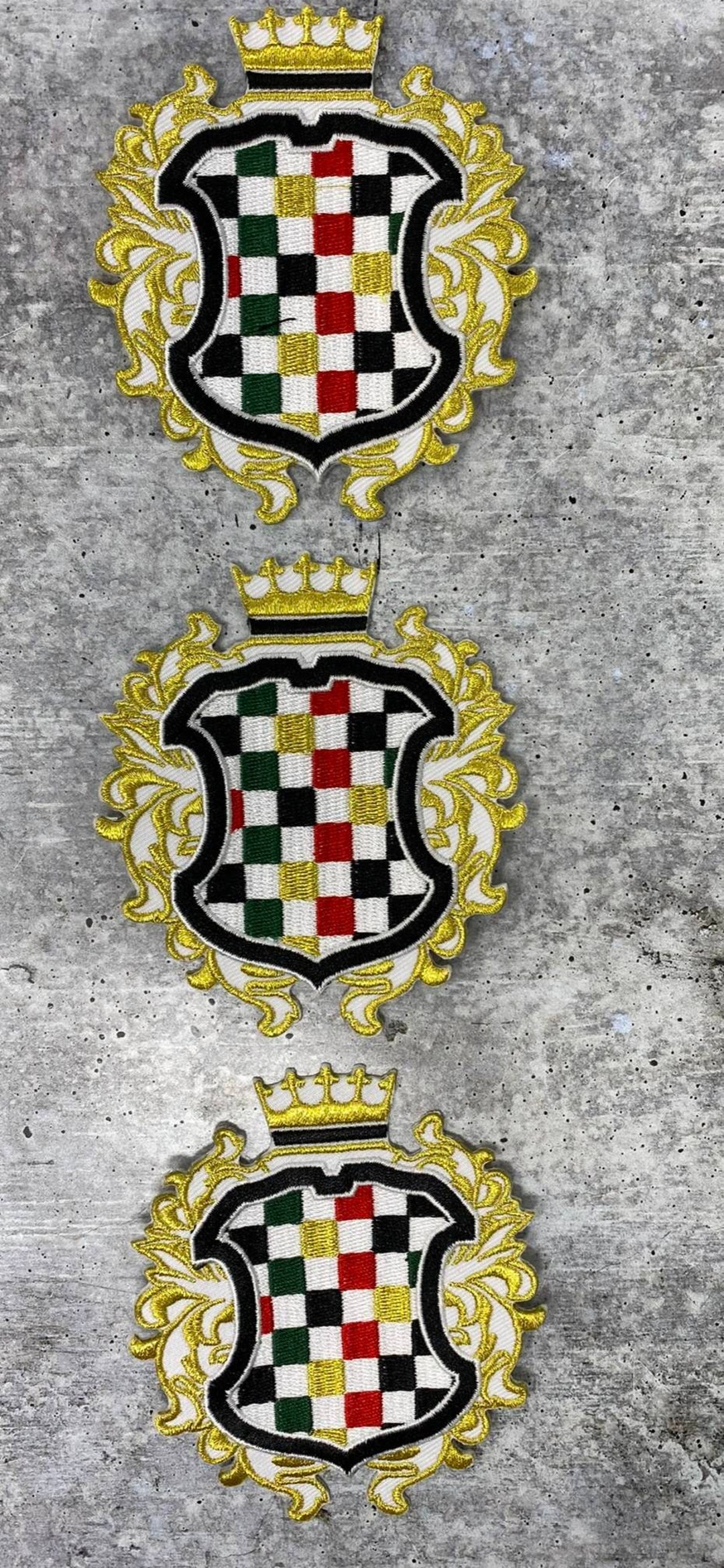 Heraldic "afrocentric Royalty Emblem," (1-pc) Metallic Gold/red/green ...