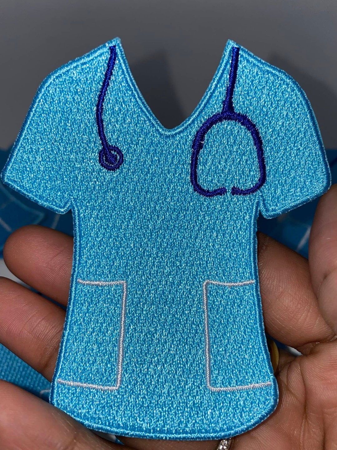New,"blue Scrub W/stethoscope" Embroidered Patch, Size 4", Iron-on ...
