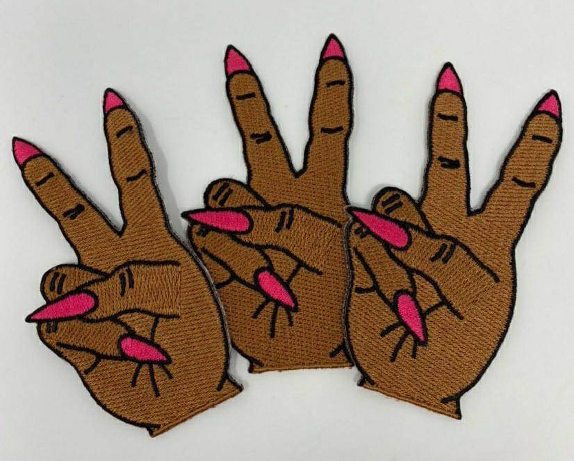 Hot Pink Stiletto Nail 1pc Hand Sign peace Out - Etsy