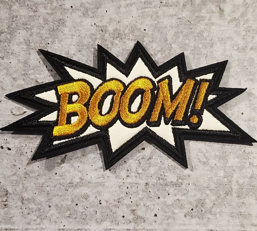 New Arrival, Leather Iron-on "boom" Embroidered Patch, Cool, Starburst ...