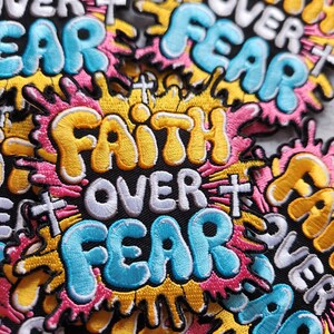 Patch Party Club, (1-pc) Drippin "faith Over Fear" Embroidered Patch ...