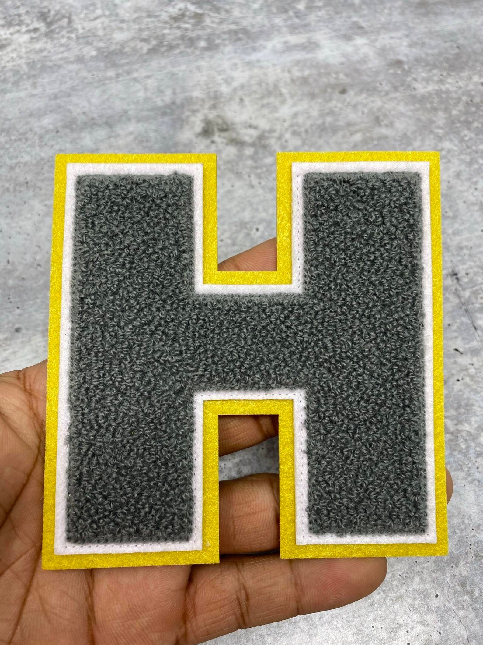 Varsity Patches, Gray Chenille/gold & White Felt, Chenille Felt Letters ...